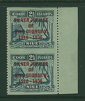 Cook Islands 2½d KGV Jubilee, pair with narrow first E in SG 70a imper ...