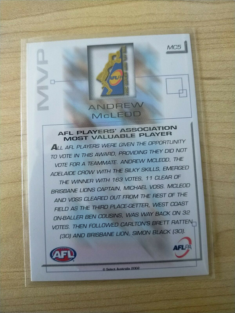 2002 Select SPX Exclusive Gold Medal Card Andrew McLeod Adelaide MC5 ...