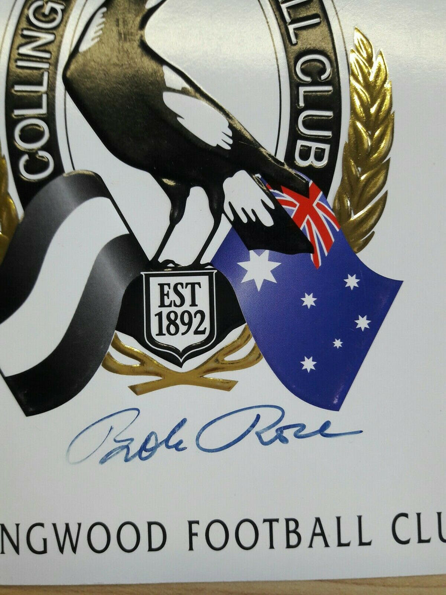 Hand Signed Collingwood Football Club Logo Signed By Bob Rose And Murr ...