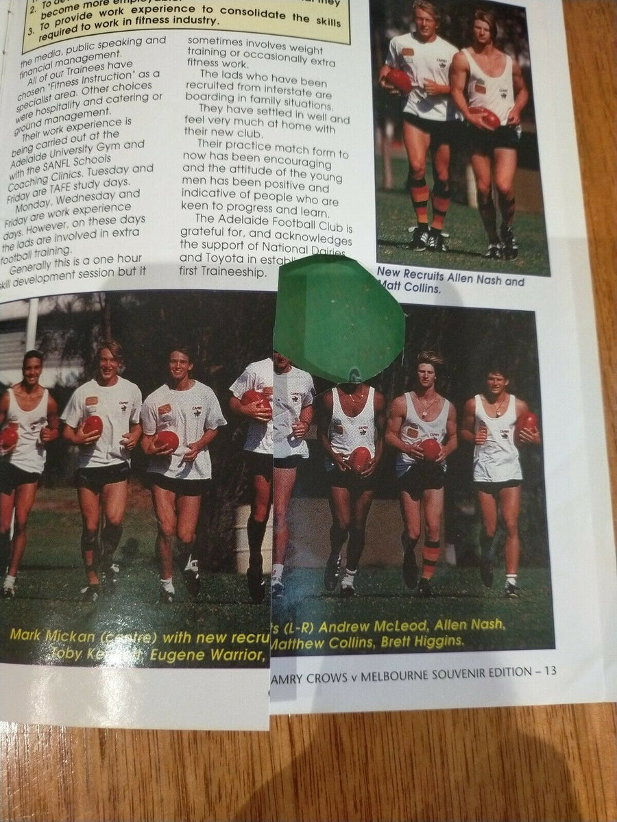 AFL 1995 Feb 24 Adelaide Camry Crows v Melbourne Souvenir Football Rec ...
