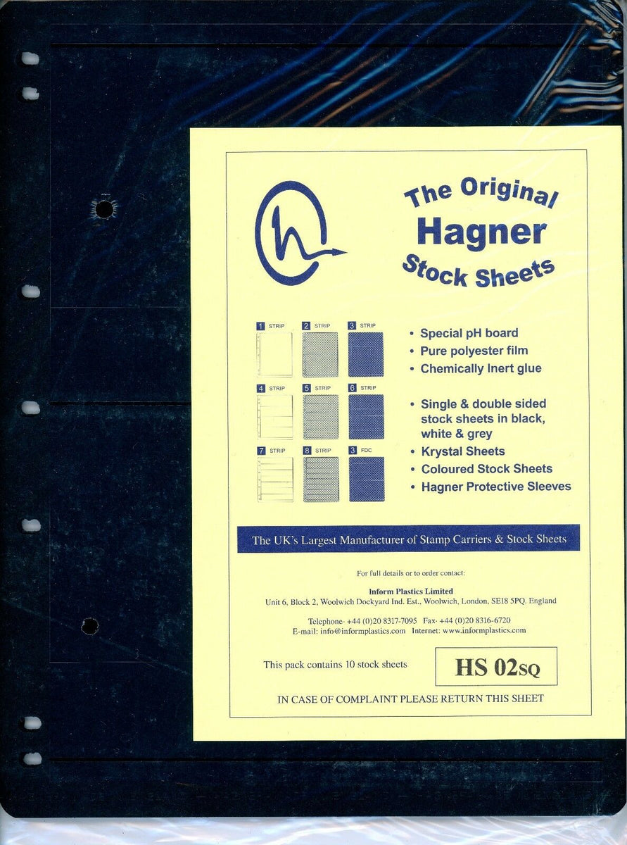 Hagner 2 Pocket Single Sided Stamp Stock Sheets Pack of 10 – Shields ...
