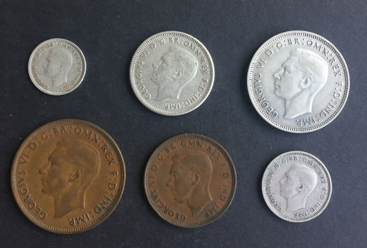 Australia 1939 Pre Decimal 6 Coin Set including 4 silver IDEAL BIRTHDA ...