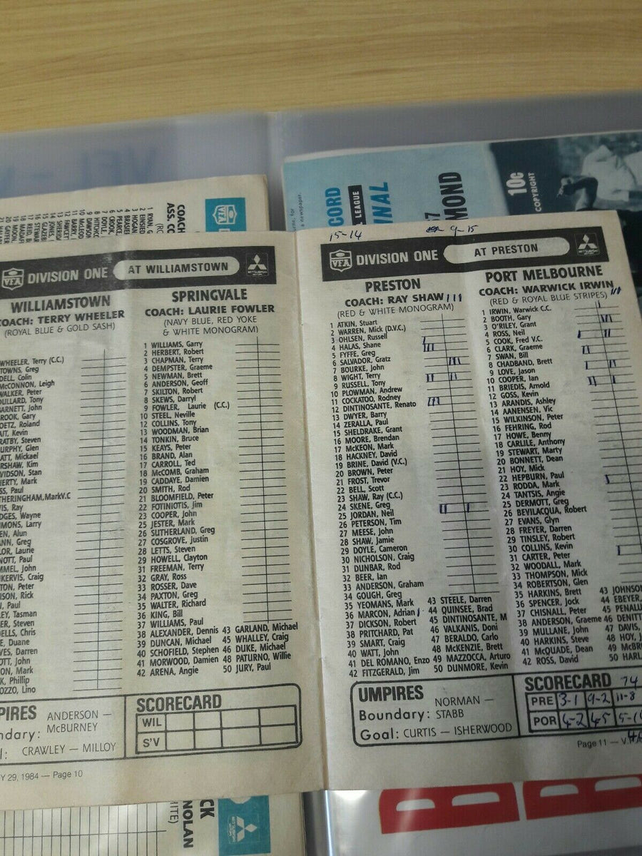 Football 1984 VFA Victorian Football Association Record Magazine July ...