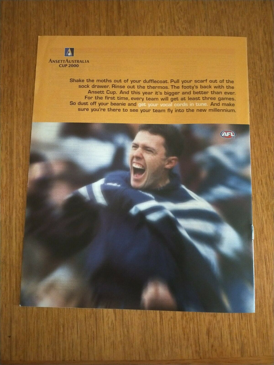2000 Jan 29 AFL Ansett Australia Cup Football Record NZ Edition ...