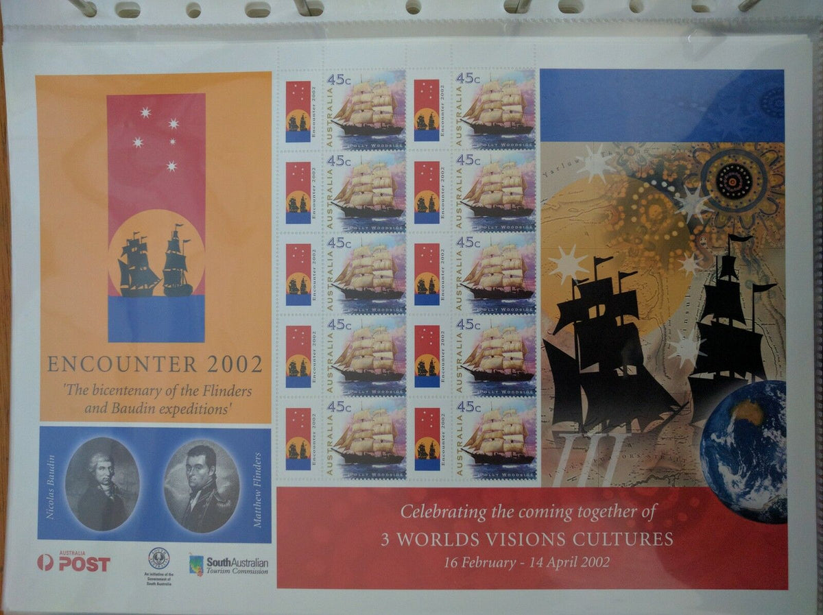 Australia Post 45c Souvenir Sheet - Encounter 2002 – Shields Stamps & Coins