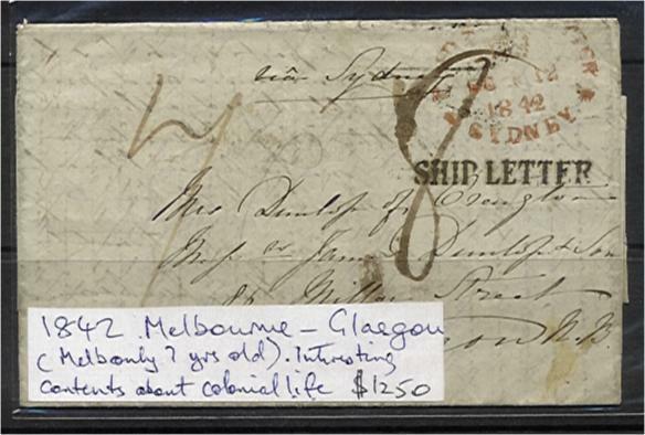 Victoria Australian States 1842 Letter from Melbourne to Glasgow ...