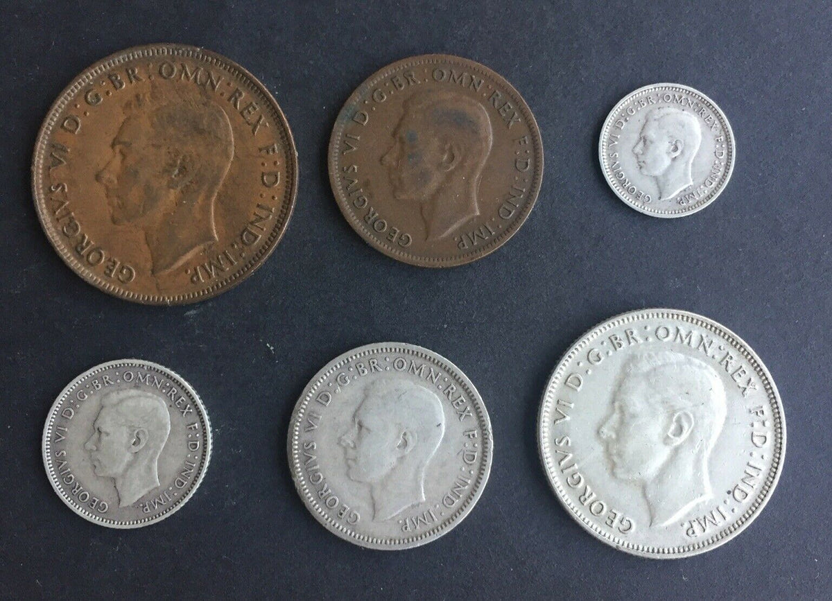 Australia 1943 Pre Decimal 6 Coin Set including 4 silver IDEAL BIRTHDA ...