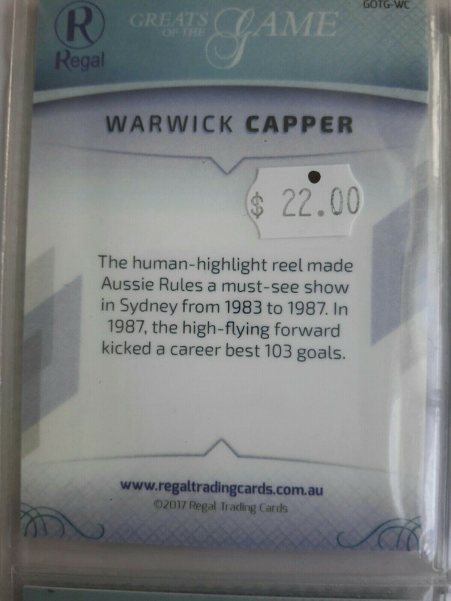 Warwick Capper Greats Of The Game Card – Shields Stamps & Coins