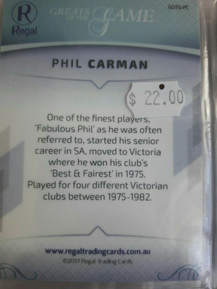 Greats Of The Game Phil carman – Shields Stamps & Coins