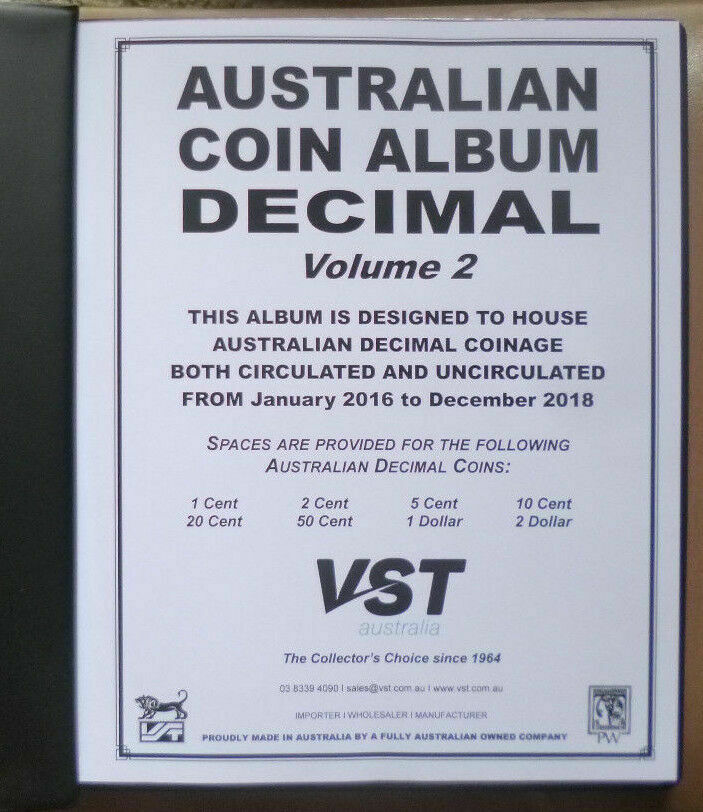 Australia VST DECIMAL COIN ALBUMS 2 Volumes 1966 to 2019 with Mintages ...