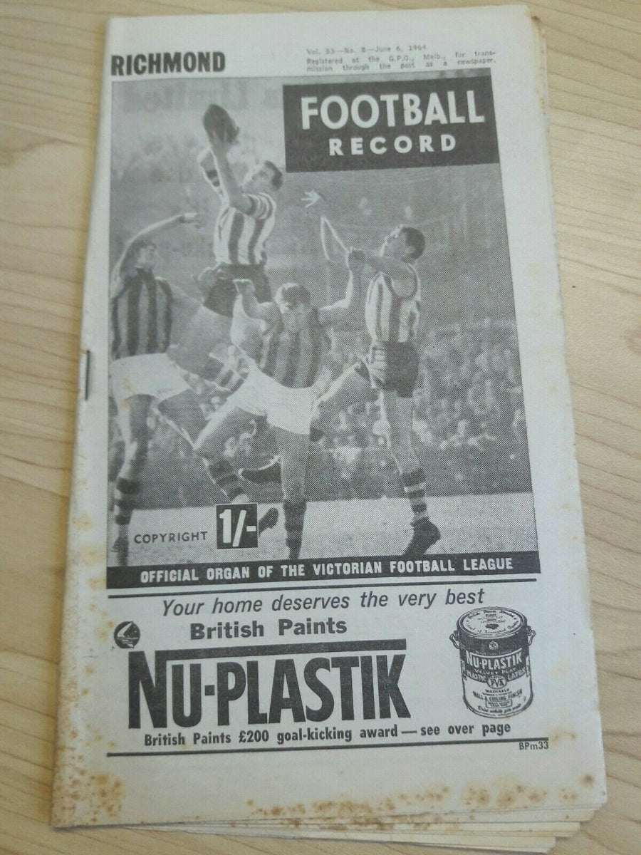 Richmond Vs Collingwood 1964 Footy Record – Shields Stamps & Coins