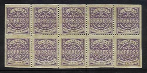 Samoa Express Newspaper stamp SG 17 6d bright violet in sheet of 10 Mi ...