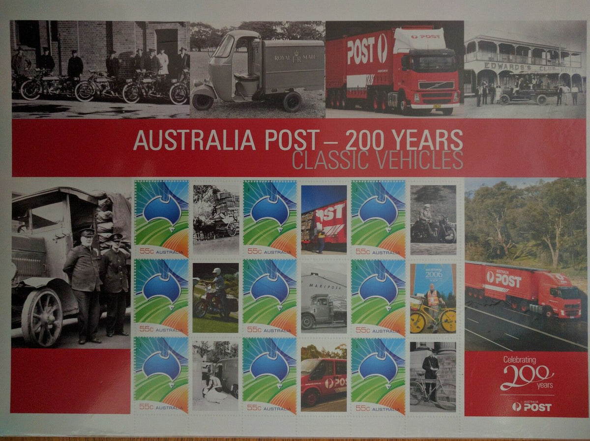 Australia Post 55c Souvenir Sheet - Australia Post 200 Years Classic V ...
