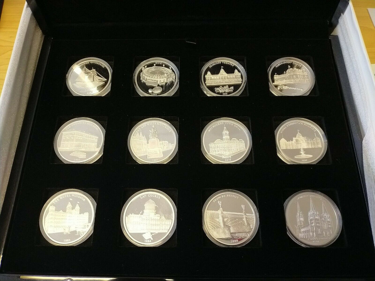 Macquarie Mint 175 Years Of Melbourne 24 Medallions In Box With Certif ...