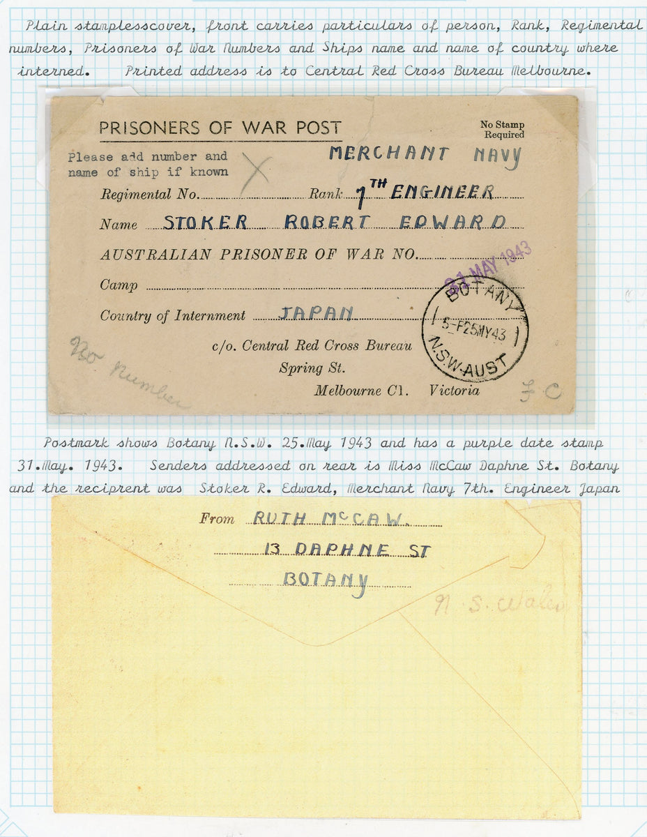 Australia 1943 WW2 Military Mail POW Prisoner of War Enquiry Red Cross ...