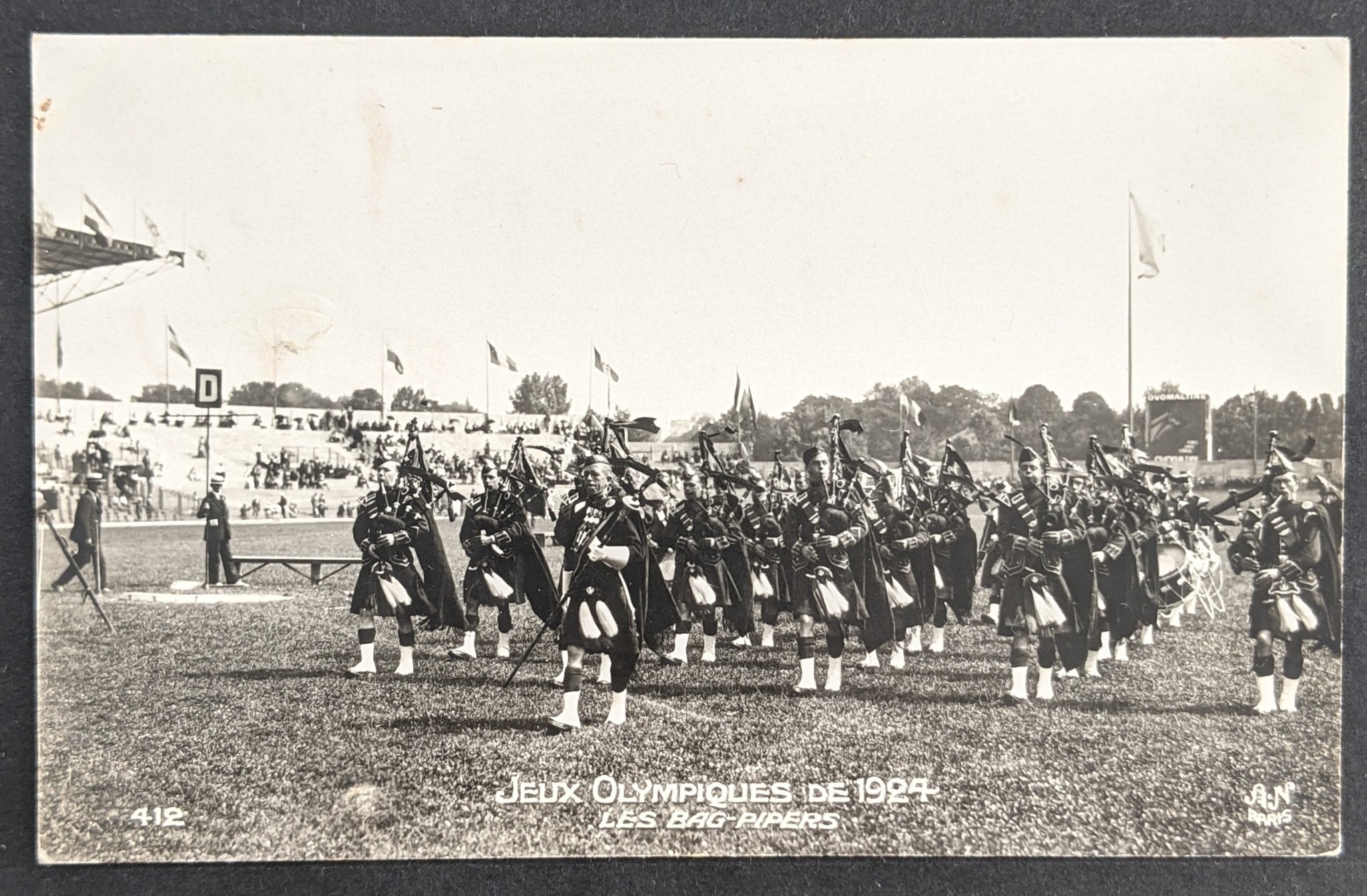 France 1924 Olympics Olympic Games Paris Marching Bagpipe Band Postcar ...