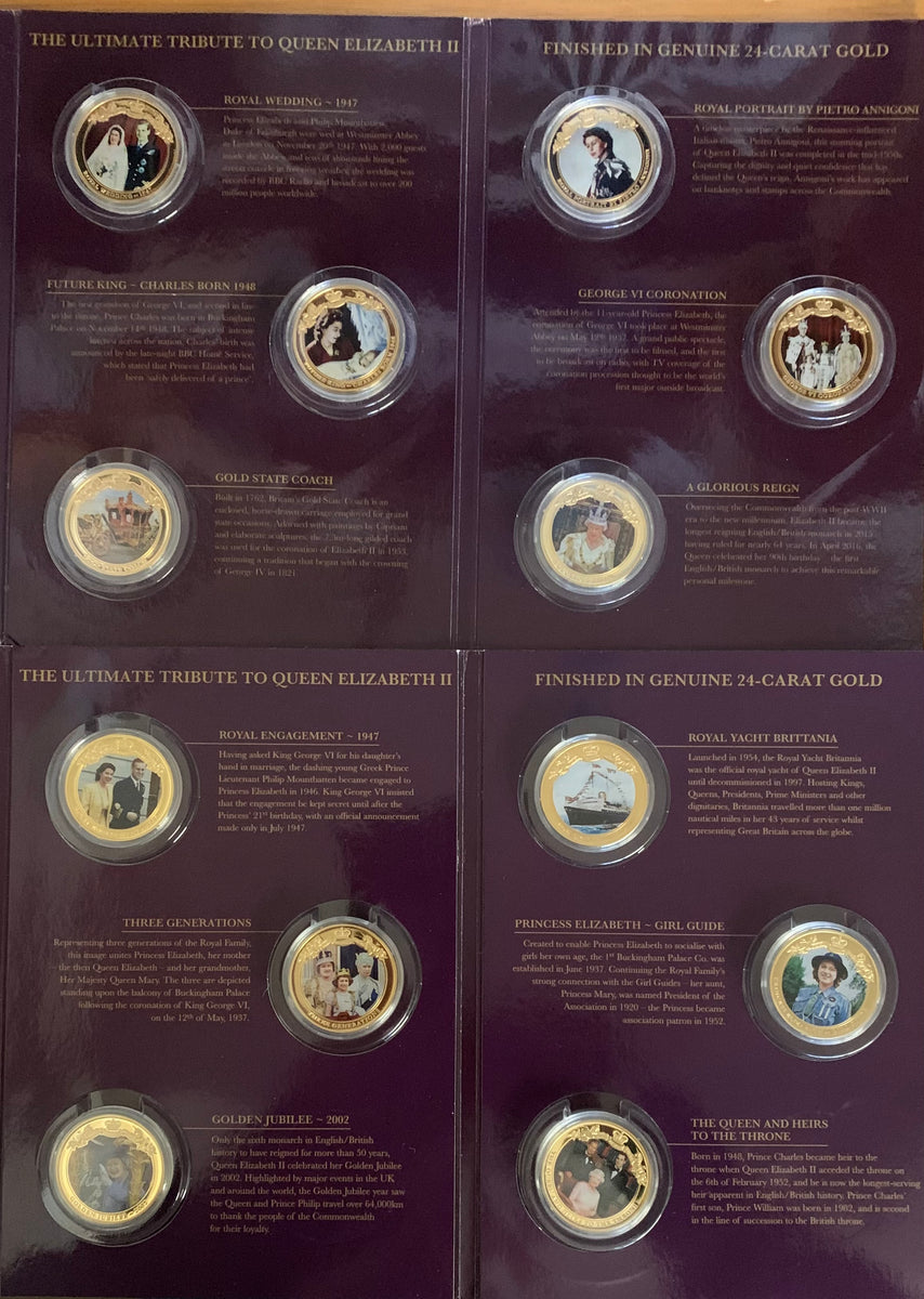 Tokelau 2016-18 "Queen Elizabeth II" Set of 30 One Dollar $1 Gold Plat ...