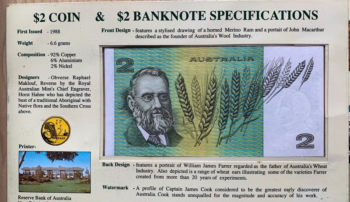 Australia 1988 $2 Two Dollar Coin Banknote Collector Folder – Shields ...