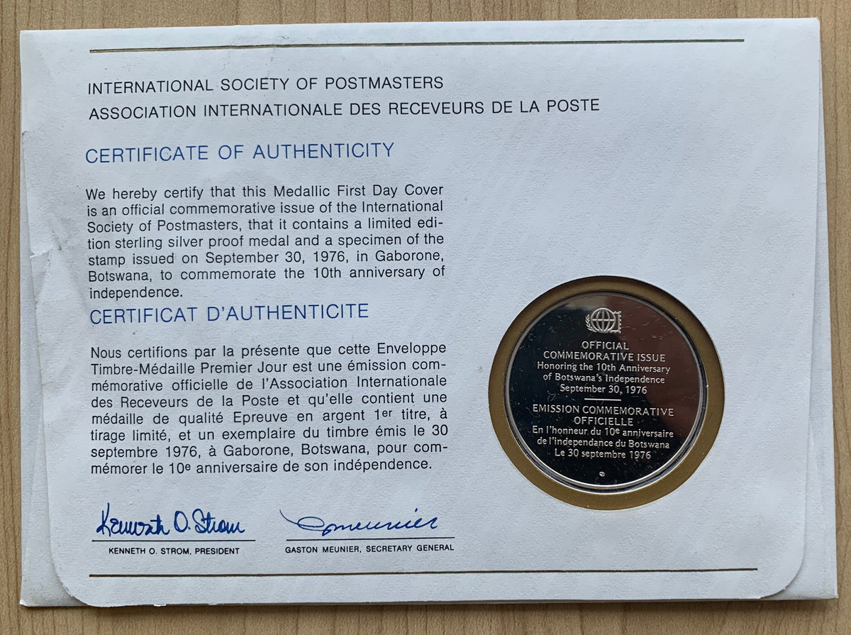 Botswana Silver Rhino Commemorative Medal For International Society of ...