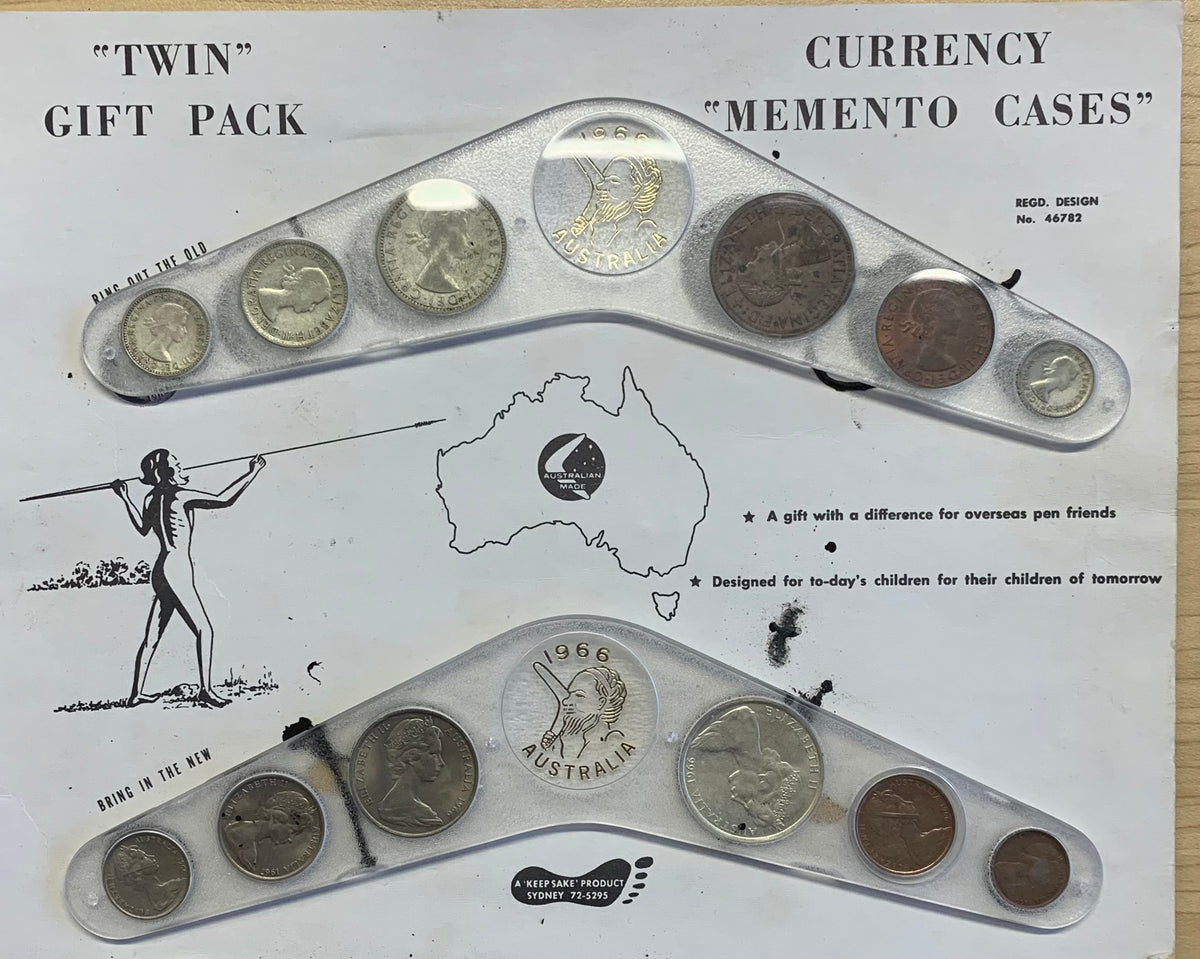Australia 1966 Decimal uncirculated & Pre decimal Coin sets in Boomera ...