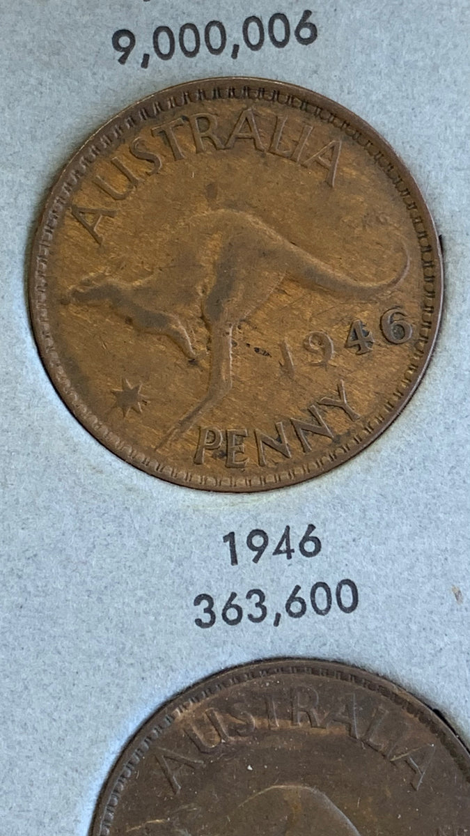 Australia Penny collection including rare 1925 & 1946 1d in Hendo Albu ...