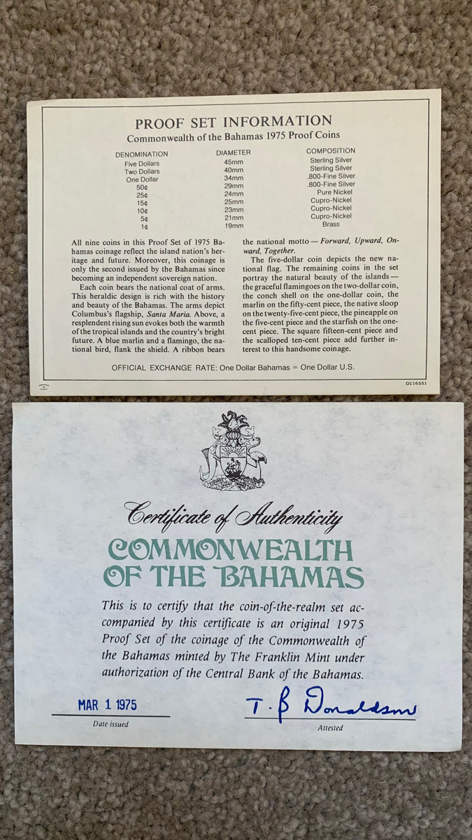Bahamas 1975 Proof Coin Set includes 4 silver coins – Shields Stamps ...
