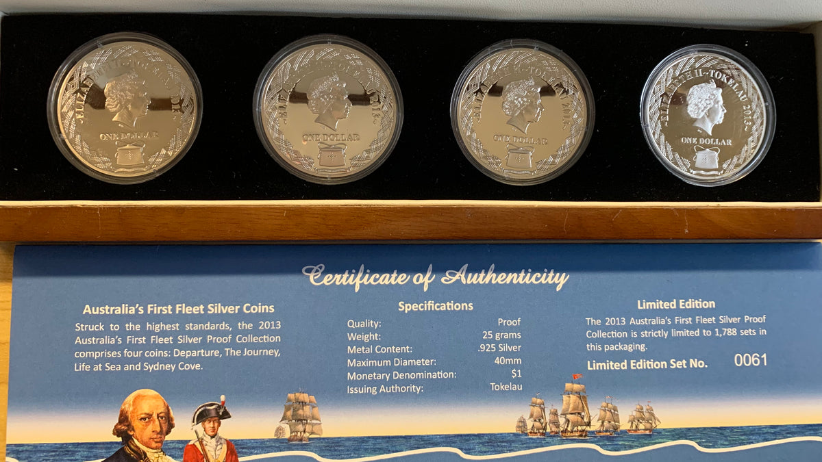 Tokelau 2013 $1 x 4 Australia's First Fleet .925 Silver Proof Coin Set ...
