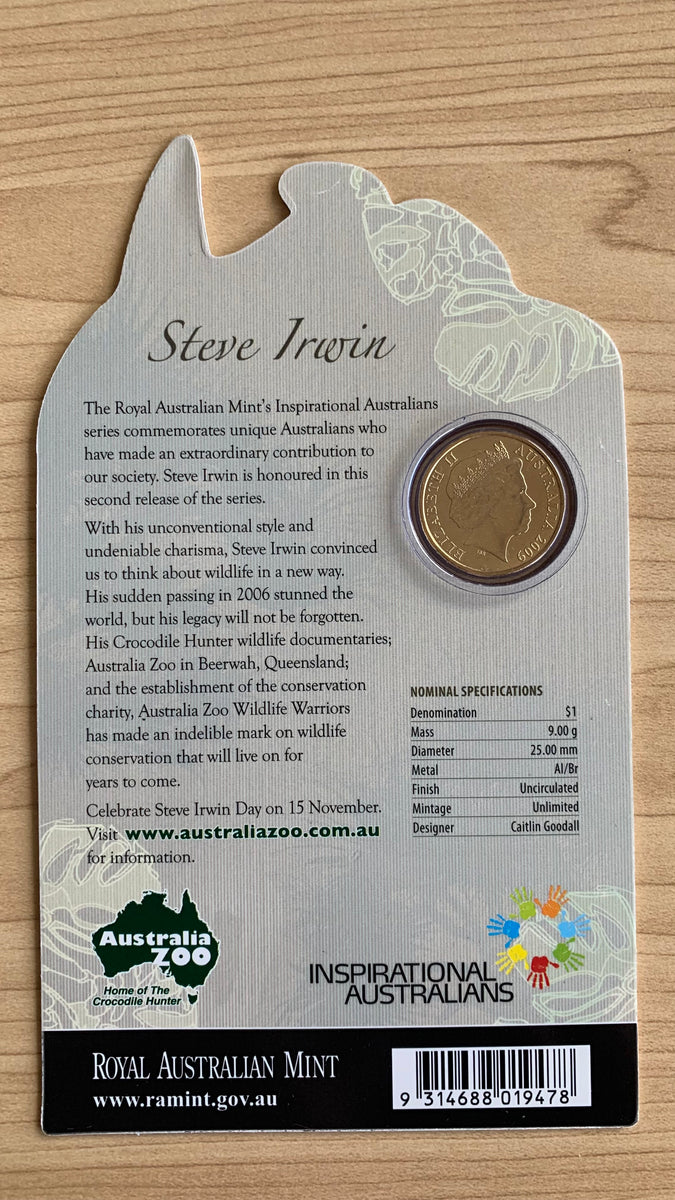 Australian 2009 Royal Australian Mint $1 Steve Irwin Uncirculated Coin ...