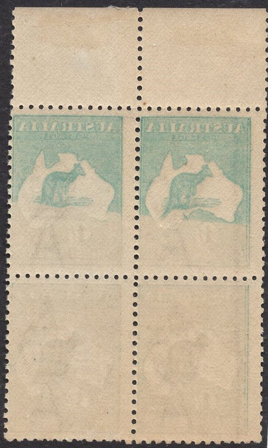 Australia SG 40 1/- One Shilling Kangaroo Block of 4 Stamps OFFSET Min ...